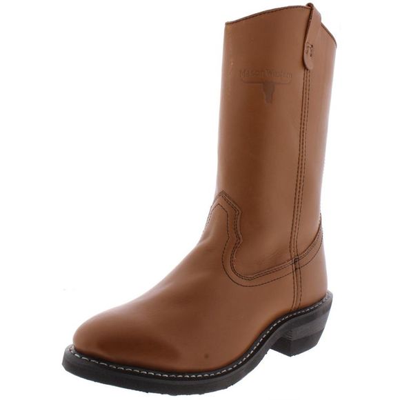 Mason | Shoes | Mason Mens Brown Leather Work Block Heel Cowboy Western ...